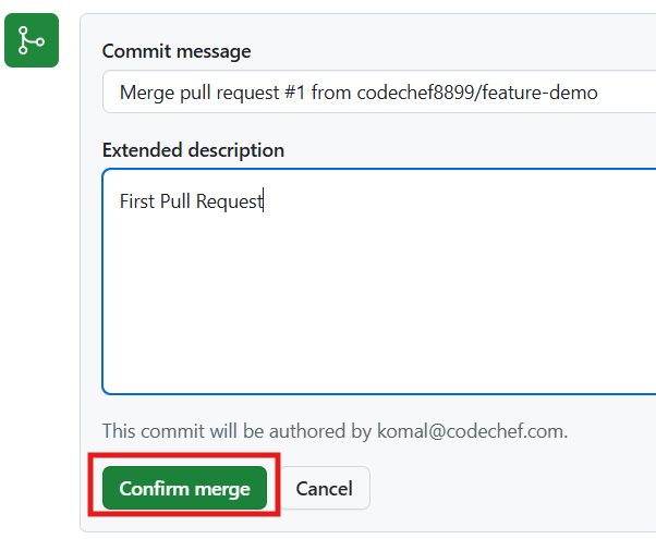 Merging the Pull Request in Git/Github